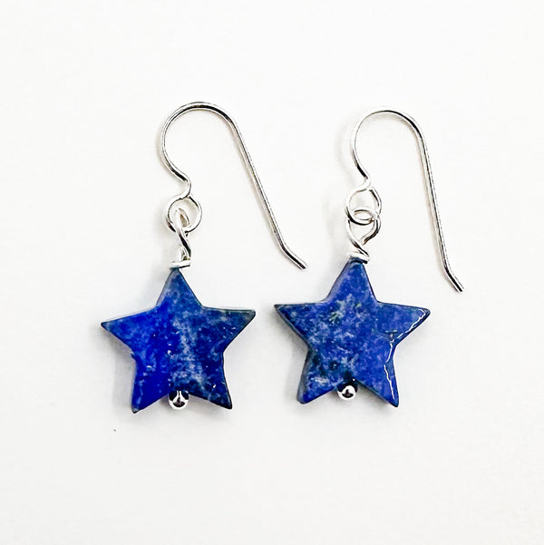 Sterling Lapis Star Earrings - Raiford Gallery Inc