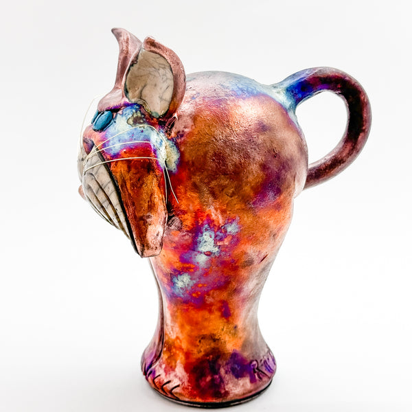 Sour Puss Cat Raku - Raiford Gallery Inc