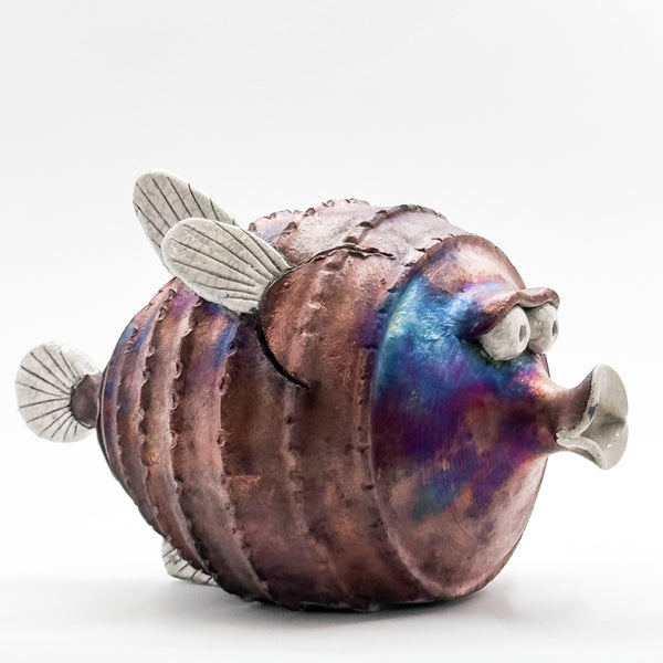 Puffer Fish in copper/multicolor - Raiford Gallery Inc