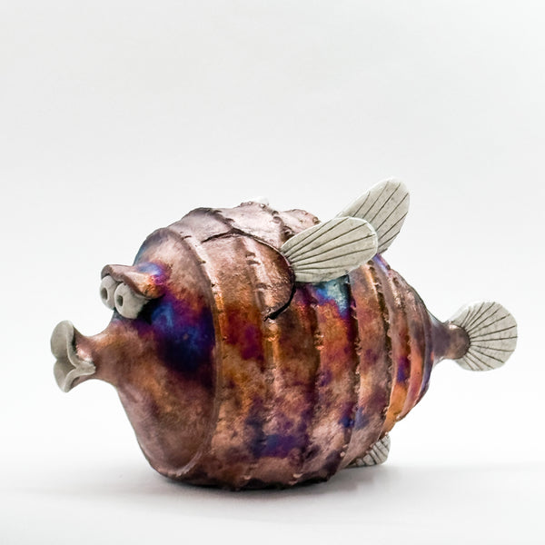 Puffer Fish in copper/multicolor - Raiford Gallery Inc