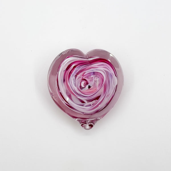 Pink on white paperweight heart - Raiford Gallery Inc